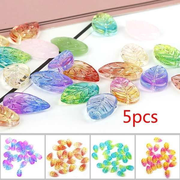 11x18mm 5pcs/pack Creative Glass Tree Leaf Shaped Beads for Hair ...
