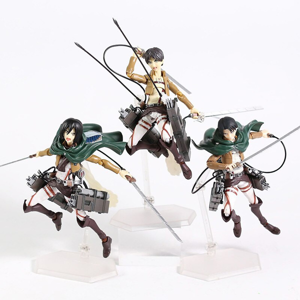 Anime Figma Attack on Titan Figure Eren 207 Mikasa 203 Levi 213 PVC ...