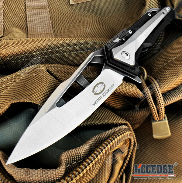 8" D2 Steel Blade Folding Knife With G10 Handle Scales & Ball Bearing ...