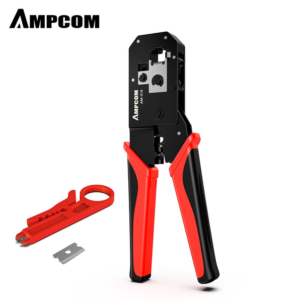 AMPCOM RJ45 Crimping Tool Ethernet Network LAN Cable Crimper Cutter ...