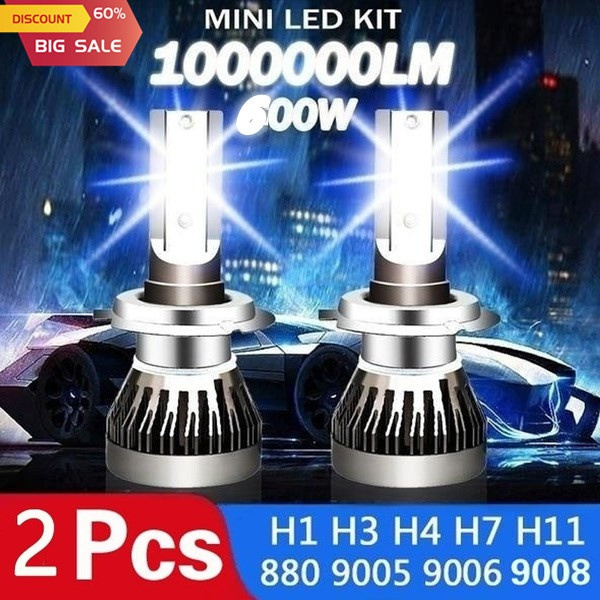 2PCS Bright Waterproof Led Headlights Conversion Kits Hi/Lo Beam Car ...
