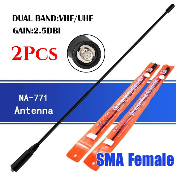 2 Packs Walkie Talkie Antenna 15.6-Inch Whip Dual Band UV VHF/UHF 144/430Mhz Na-Antennas SMA-F ...