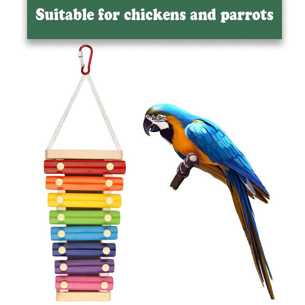 Chicken Xylophone Toy for Hens Suspensible Wood Chew Toy with 8 Keys ...