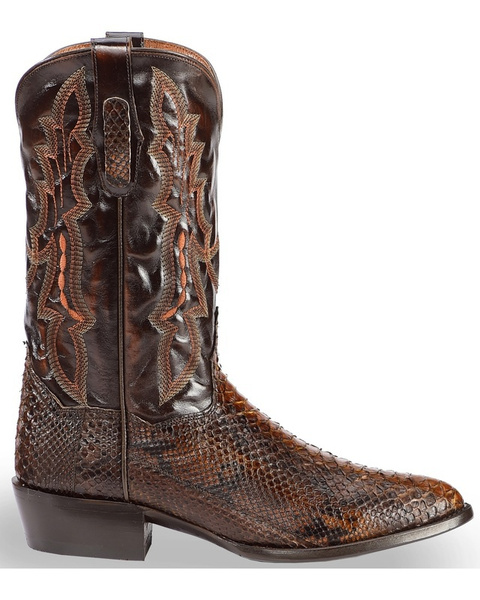 Men's Fashion Vintage Back Cut Python Cowboy Boots Medieval Leather ...