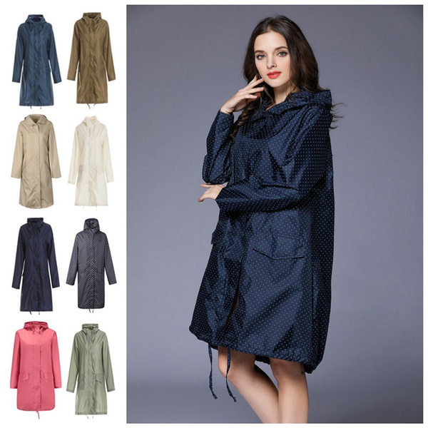 Raincoat Women Men Ladies Rain Coat Breathable Ladies Long Raincoats Portable Water-Repellent ...