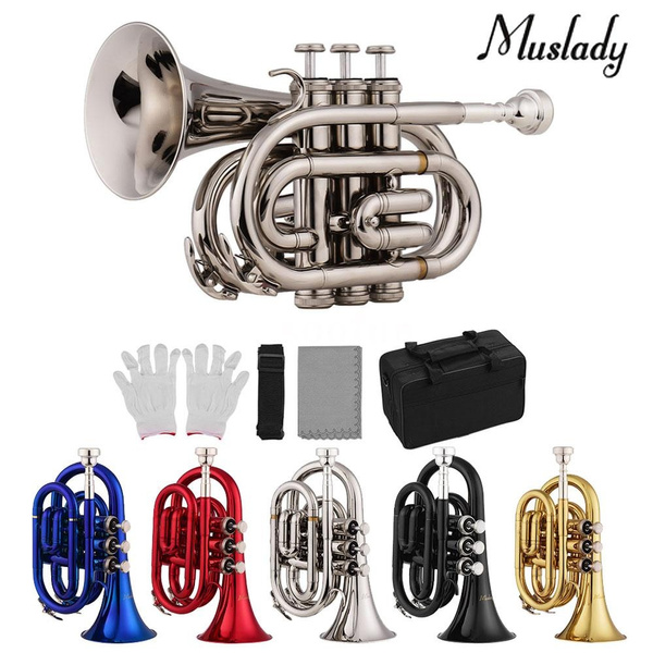 Muslady Mini Pocket Trumpet Bb Flat Brass Material Wind Instrument with ...
