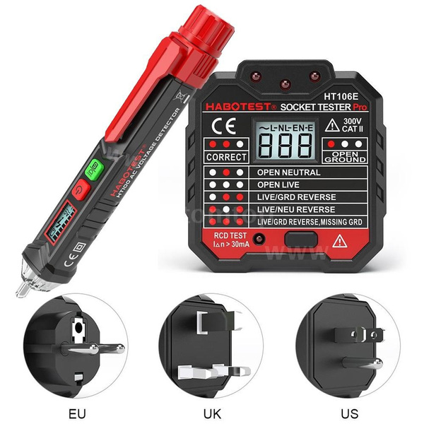 HABOTEST Advanced GFCI Electric Socket Tester Automatic Neutral Live ...