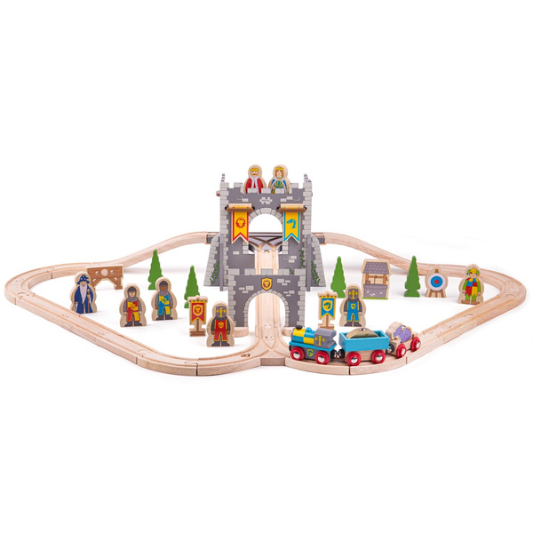 Bigjigs Rail Wooden Medieval Train Track Play Set with Accessories ...