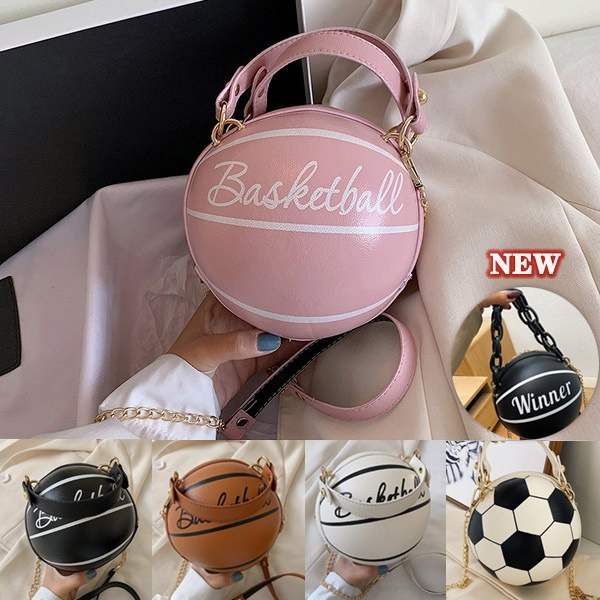 Small Personality Leather Pink Basketball Bag New Ball Purses for ...