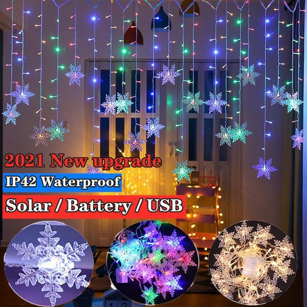 New Solar/Battery/USB Powered LED Decorative Lights 10-100LED Curtain ...