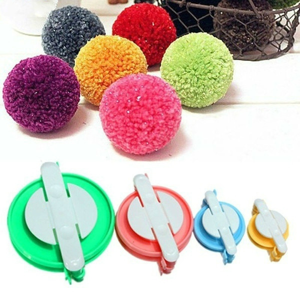 8PCS 4 sizes Fluff Ball Weaver PomPom Maker Knitting Loom Kit Kids DIY ...