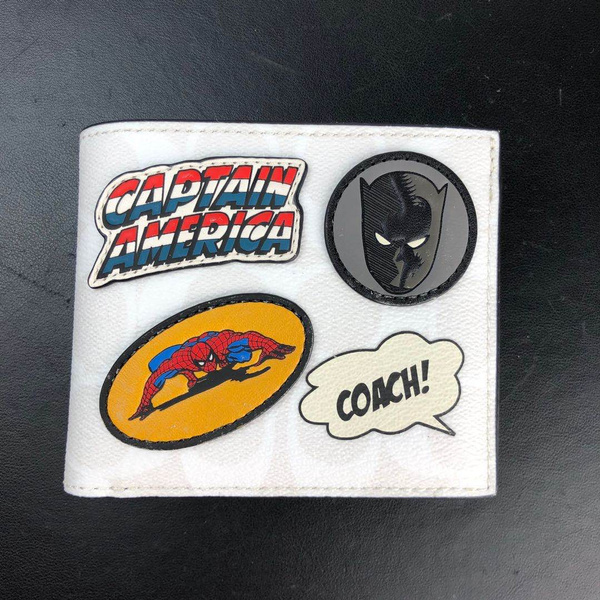 COACH 1847 MARVEL 3-IN-1 WALLET IN SIGNATURE CANVAS WITH PATCHES CHALK ...