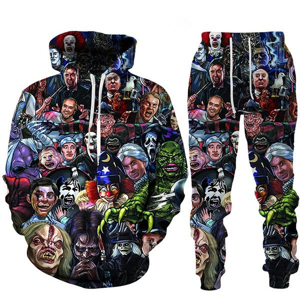 Horror Movie IT Clown 3D Printed Hoodie Pants Set Freddy Jason Film ...