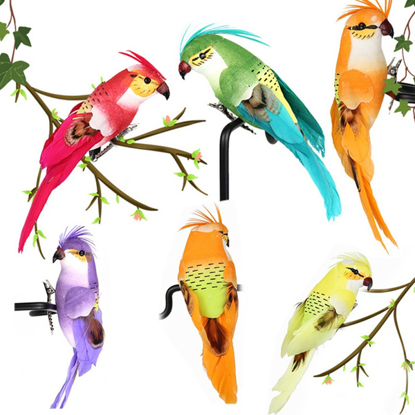 5 Colors 13cm Artificial Parrots Birds Simulation Parrots Birds White ...