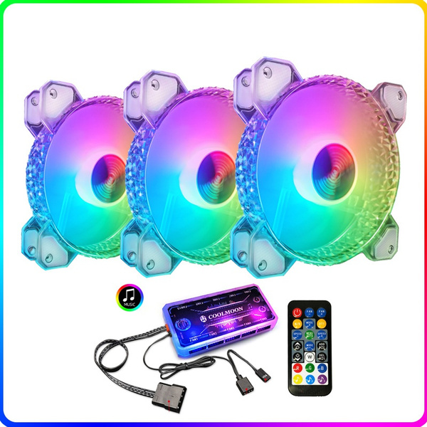 Computer Case 3/4/5/6 Pc Cooler Fan Rgb Fit Led 120mm Silence + Ir ...