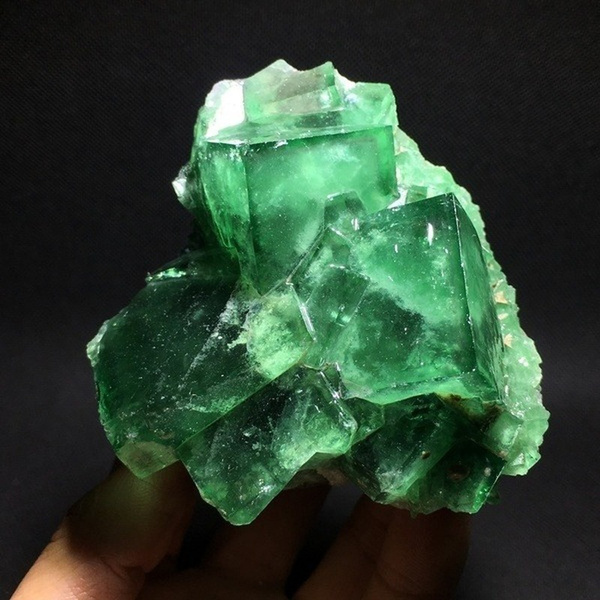 Natural Transparent Trapezoidal Green Fluorite Cluster Mineral Specimen ...