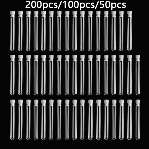 200Pcs/100Pcs/50Pcs 100Pcs 12x100mm U-shaped Clear Plastic Test Tube ...