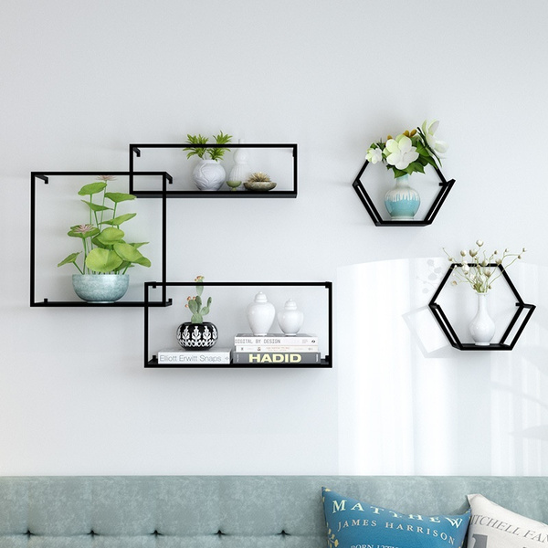 Iron Display Rack, Creative Wall-mounted Minimalist Bookshelf Partition ...