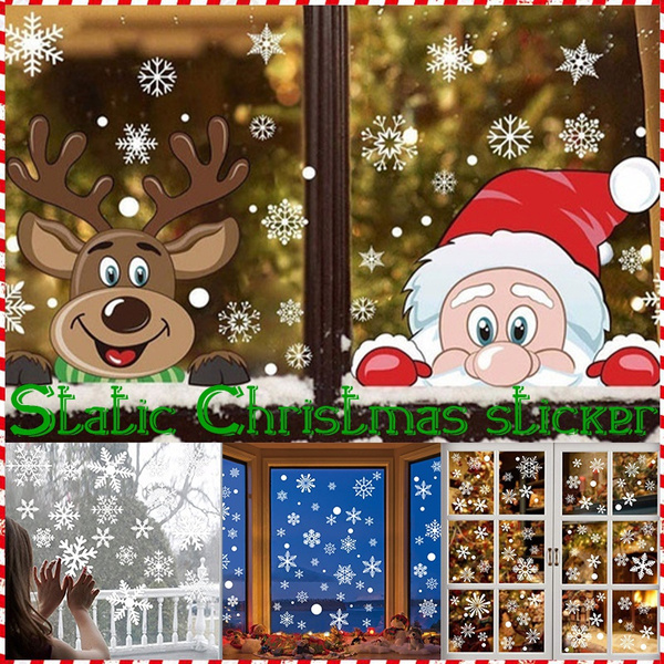 2021 New Christmas Window Sticker Santa Claus Sticker Elk Wall Sticker ...