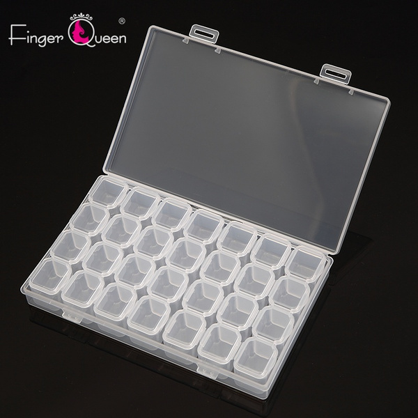 28Pcs Slots Cute Clear Empty Storage Box Nail Rhinestone Jewelry Powder ...