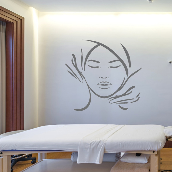 Lady In Spa Face Massage Wall Sticker Decal Spa Sticker Spa Relax