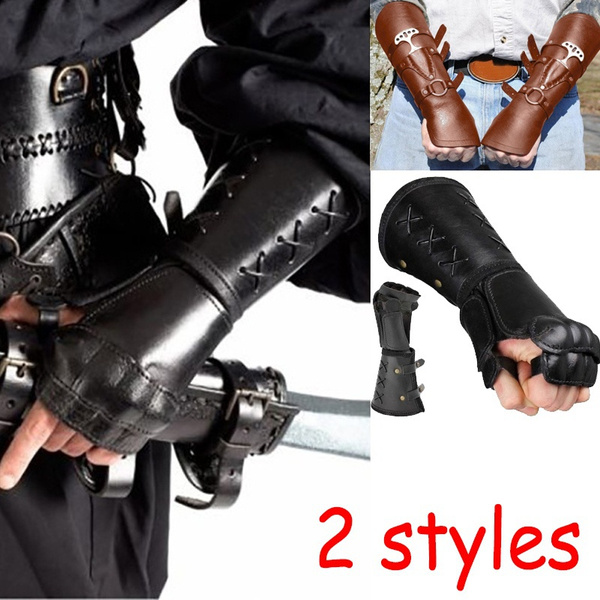 Men's Vintage Medieval Leather Armor Knight Guards Viking Wristband ...