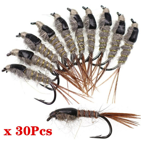 5/10/30Pcs Fast Sinking Black Back Rabbit Ear Wire Tungsten Bead Head ...