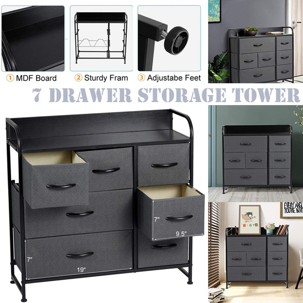Fabric 7 Drawer Dresser Organizer Storage Tower Furniture Storage Tower ...