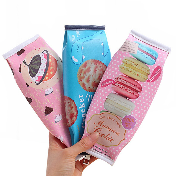 Kawaii Macaron Cookie Pencil Case PU Leather School Pencil Bag for Girl ...