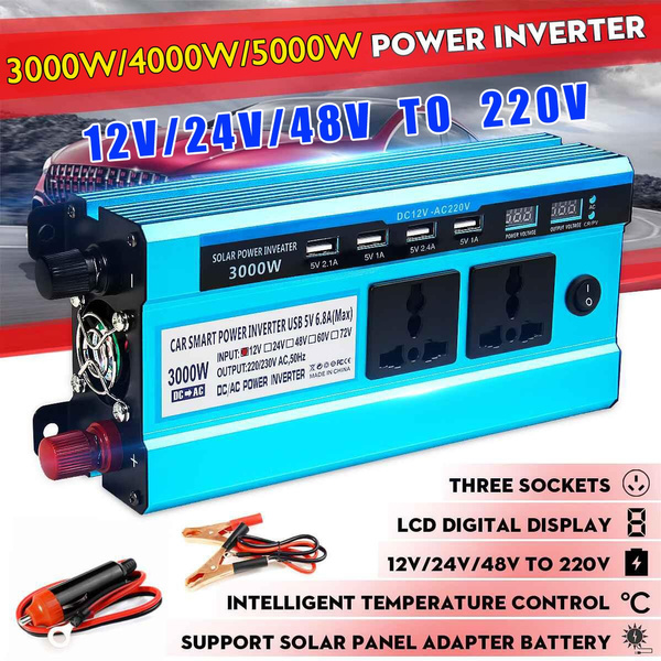 Solar Inverter DC 12V 24V 48V to AC 220V 3000W 4000W 5000W USB Plug ...