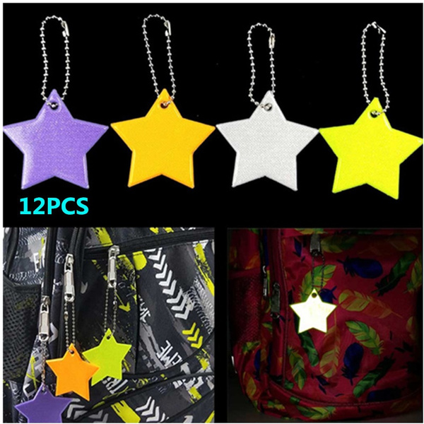 12pcs Random Color Safety Reflector Pendant Star Safety Reflector Kids ...