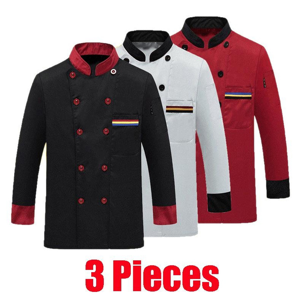 Long Sleeve Chef Jacket for Men Women Restaurant Pastry Bakery Waiter ...