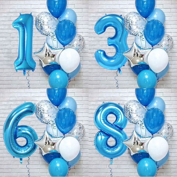 12pcs/lot Birthday Party Balloon Digit 1 Helium Foil Balloons Boy My 1 ...