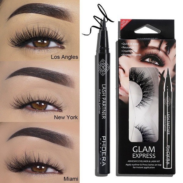 3 Types 9D Synthetic Mink Lashes & Adhesive Quick & Easy Eyeliner Kit ...