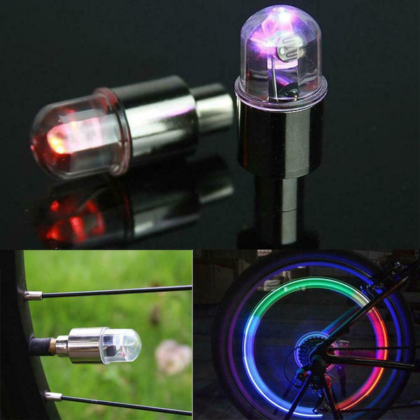 4 LED Wheels Tire Air Valve Stem Caps Colorful Neon Light For Car Motor ...