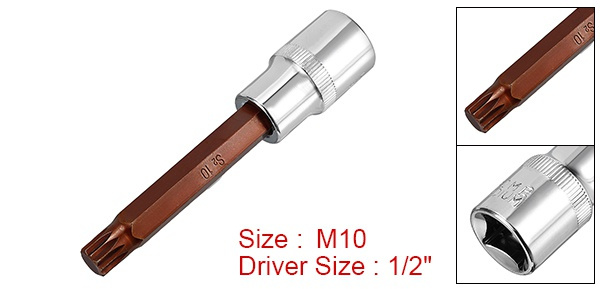 1/2-Inch Drive 10mm Triple Square Spline Bit Extra Long Socket, S2 ...
