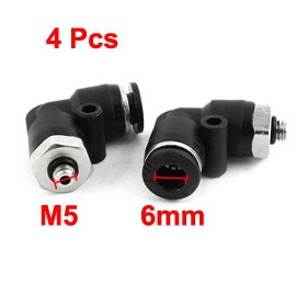 4 PCS Air Pneumatic M5 Male Thread to 6mm Push in Tube L-Joint Elbow ...