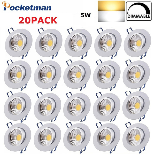 20Pack 10Pack LED Downlight 5W Dimmable COB Recessed Ceiling Light Spot ...