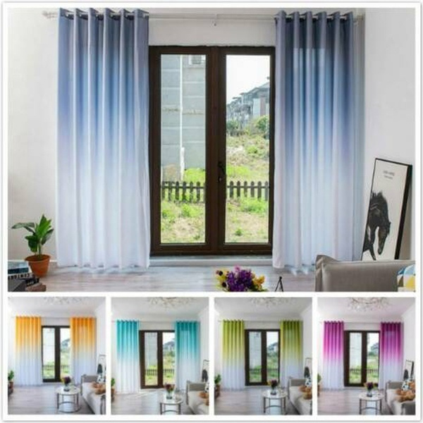 3D Printed Gradient Color Single Panel Sheer Voile Window Curtain ...