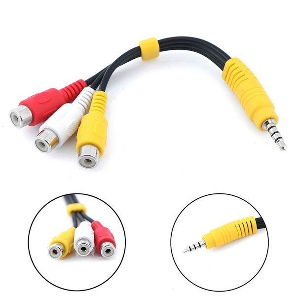 3.5mm mini aux male stereo to 3 RCA female audio video AV adapter cable ...