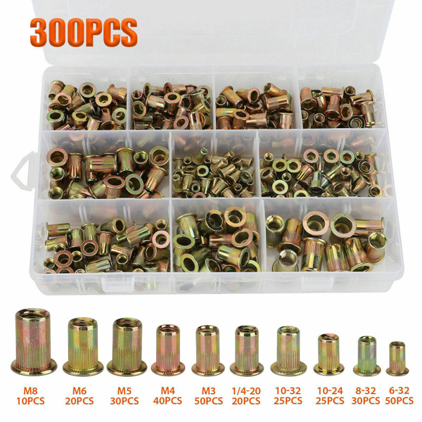 120/170/220/300Pcs M3-M12 Multi Flat Head Metric Thread Blind Rivet Nut ...