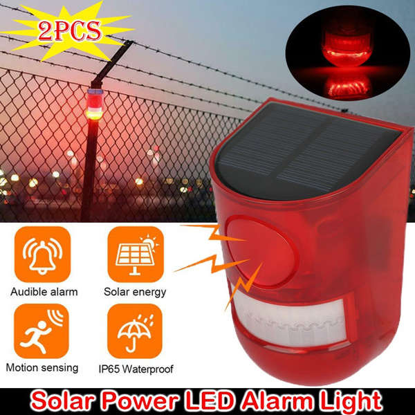 1/2PCS Sound&Light Warning Solar Alarm IP65 Waterproof Motion Sensor ...