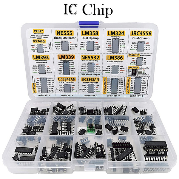 IC Chip Assortment 150 Pcs, Opamp, Oscillator, Pwm, PC817, NE555, LM358 ...