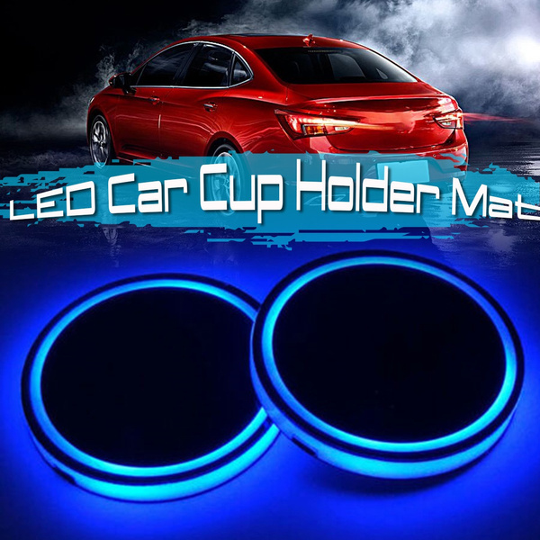 2 Pcs LED Car Cup Holder Mat Luminous Coasters Cup Pad USB Charging ...