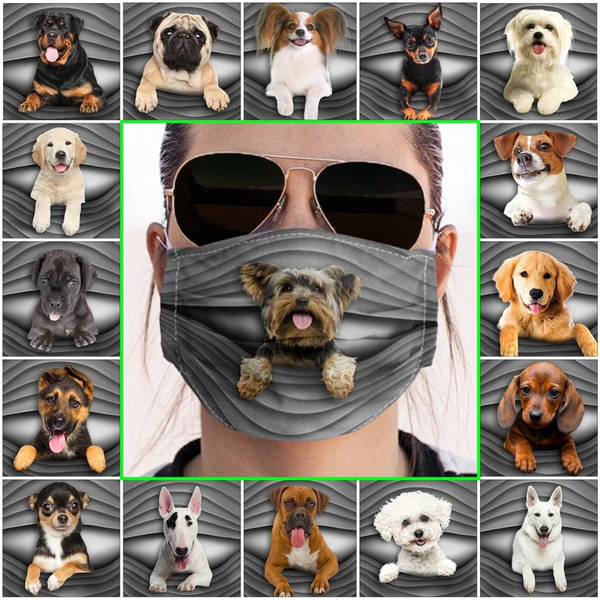 Unisex Fashion Cute Pet Animal Print Face Mask Funny Dog Looking Window ...