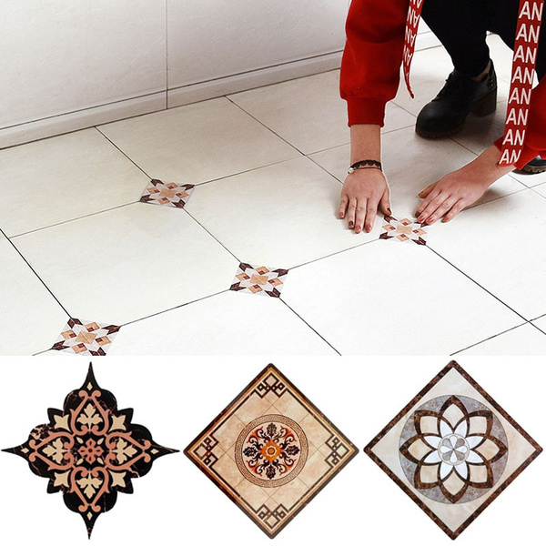 Corner stick creative home tile corner stick PVC floor tile sticker ...