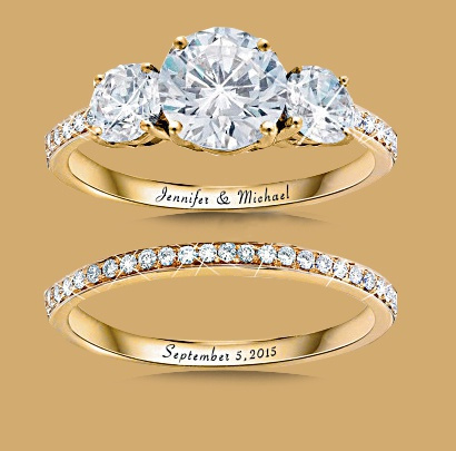 2Pcs/Set Elegant Princess Proposal Engagement Jewelry Zircon Ring ...