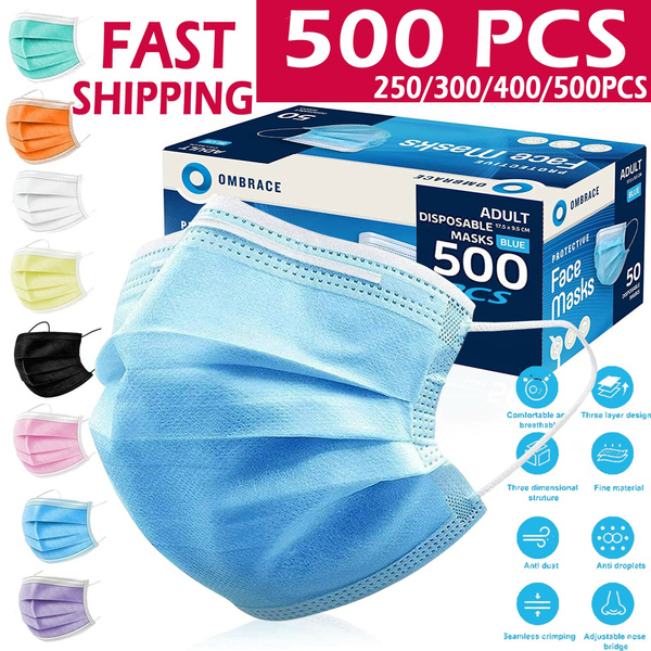 New 500PCS/400PCS/300PCS Disposable 3-ply Safety Face Mask Healthy ...
