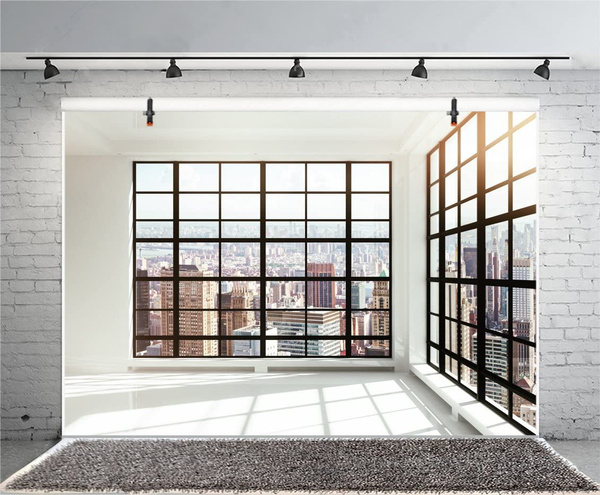 Office Room Backdrop Interior French Window Wallpaper Backdrops ...
