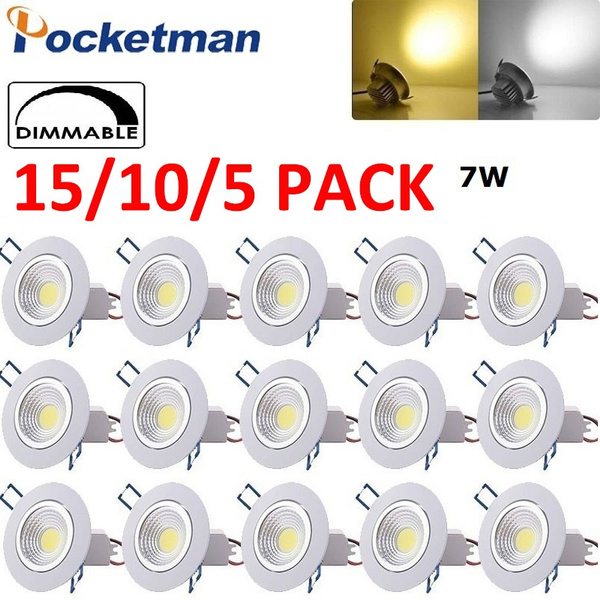 15/10/5 Pack 3.4 Inch Dimmable LED Recessed Downlight 7W COB LED ...